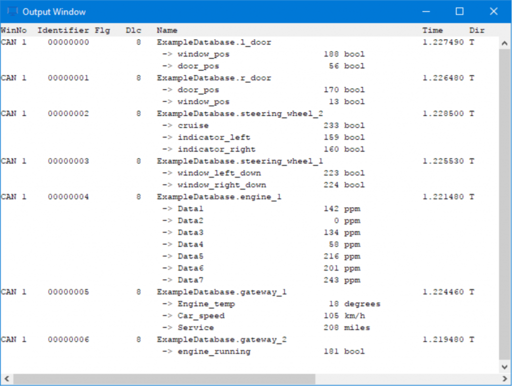 Database formatter in CanKing - Kvaser