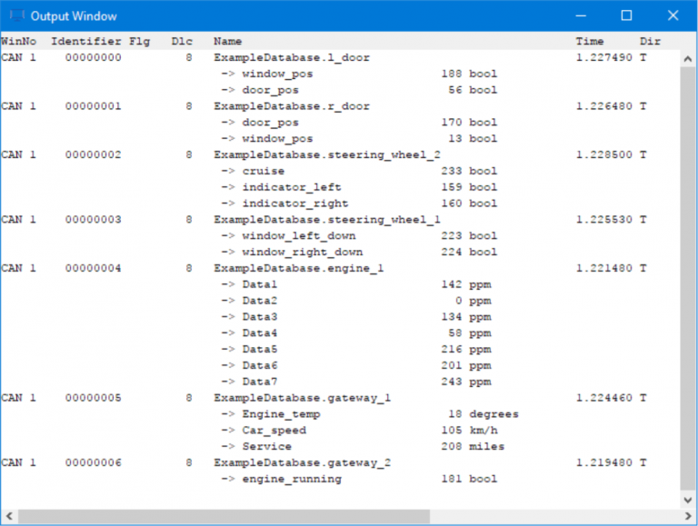 Database formatter in CanKing - Kvaser