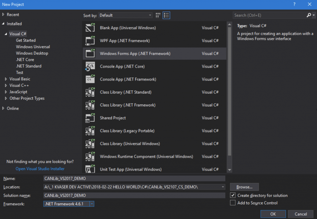 Using CANlib Visual Studio 2017 C#.NET (canlibCLSNET) - Kvaser DevBlog