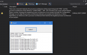 Using CANlib Visual Studio 2017 C#.NET (canlibCLSNET) - Kvaser DevBlog