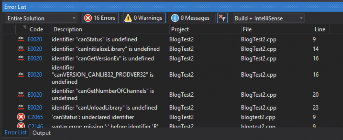 Using CANlib Visual Studio 2017 C++ - Kvaser