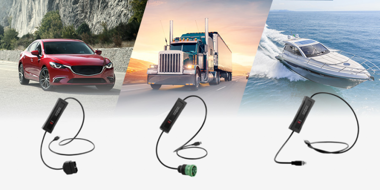 Kvaser U100 available with M12, J1939, OBDII connections